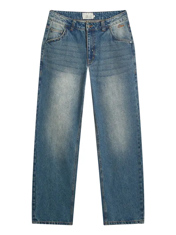 DIME Classic Relaxed Denim Pants - Sandblasted Indigo