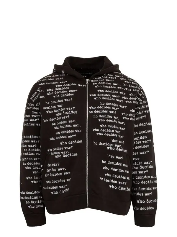 WHO DECIDES WAR BY EV BRAVADO Scripture Zip-up Hoodie - Black