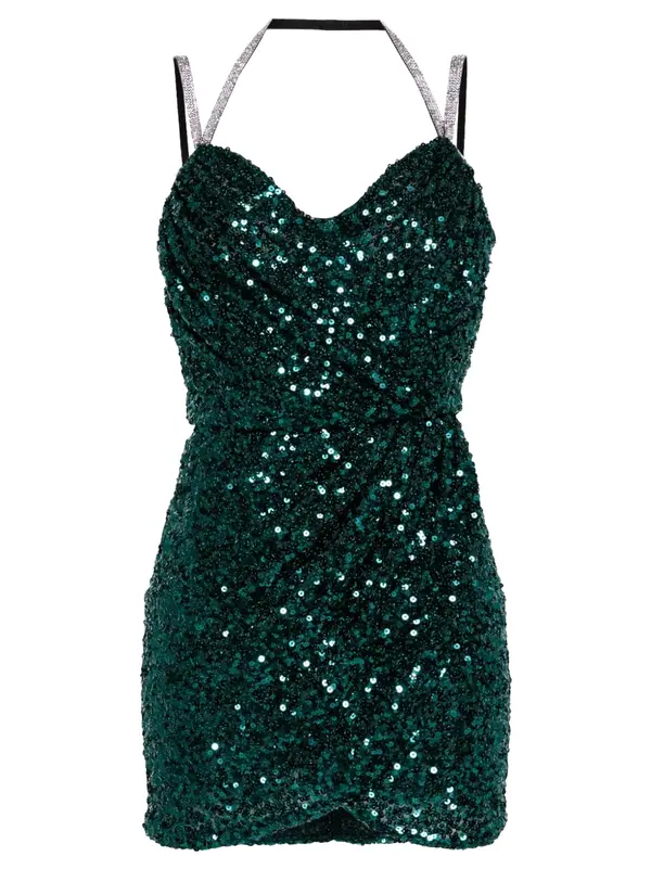 Dolce & Gabbana Crystal-embellished Sequinned Mini Dress - Green