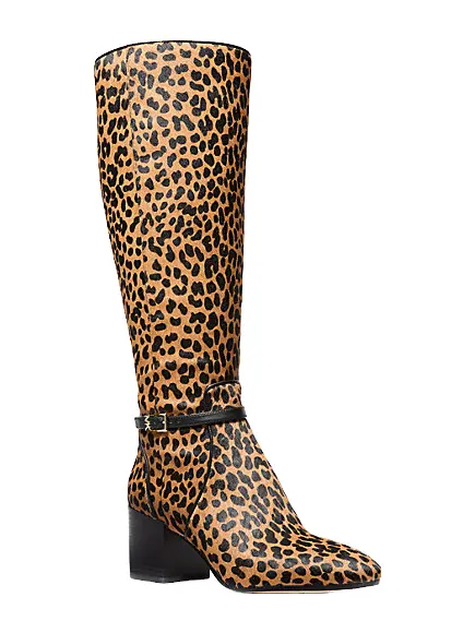 Michael Kors Ella Leopard Print Calf Hair Boots - Brown