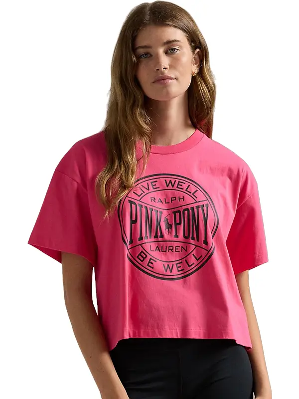 Ralph Lauren Pink Pony Cotton Jersey Cropped Tee - Blaze Fuchsia