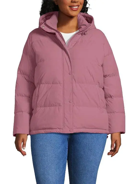LANDS' END Wide Channel 600 Down Puffer Jacket - Soft English Rose