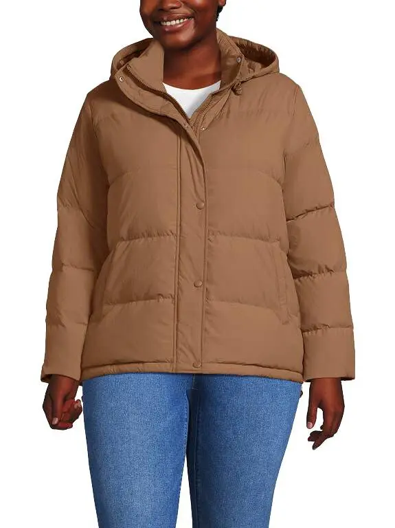LANDS' END Wide Channel 600 Down Puffer Jacket - Toasted Peanut
