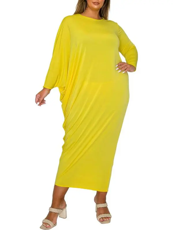 L I V D Louella Asymmetrical Maxi Dress - Banana