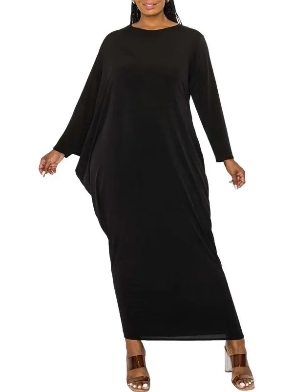 L I V D Louella Asymmetrical Maxi Dress - Black