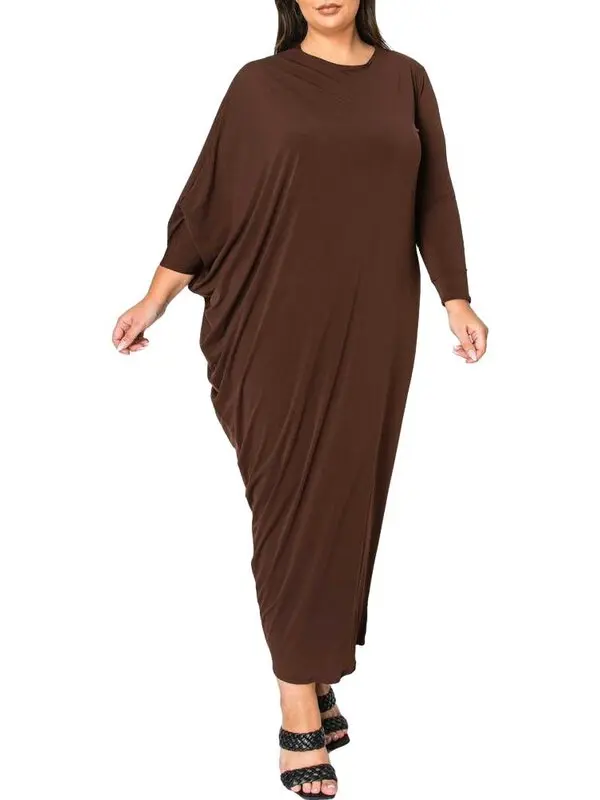 L I V D Louella Asymmetrical Maxi Dress - Brown