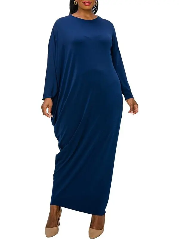 L I V D Louella Asymmetrical Maxi Dress - Navy