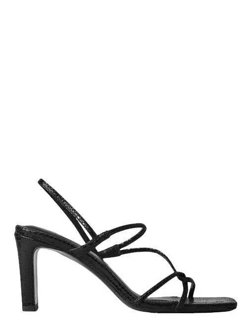 Sandro Embossed Leather Strappy Sandals - Black