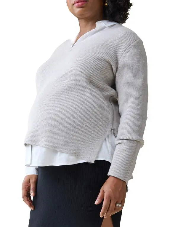 INGRID & ISABEL® Maternity/nursing Sweater - Light Gray