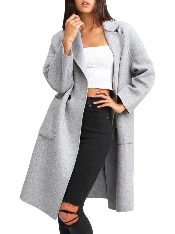 BELLE & BLOOM Publisher Double-breasted Wool-blend Coat - Grey Marle