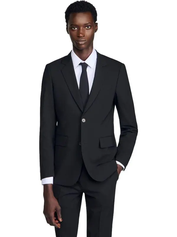 Sandro Virgin Wool Suit Jacket - Black