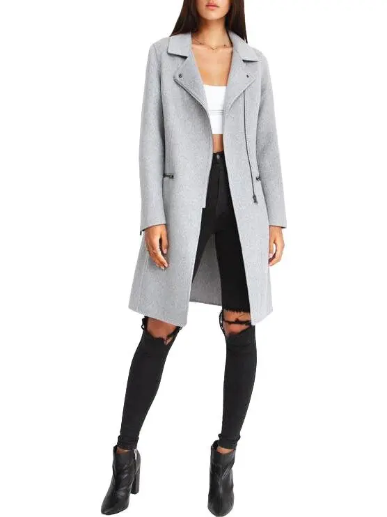 BELLE & BLOOM Wool Blend Longline Coat - Grey Marl
