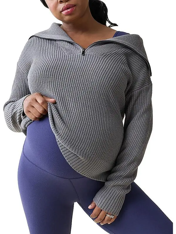 INGRID & ISABEL Maternity Zip Front Sweater - Dark Gray