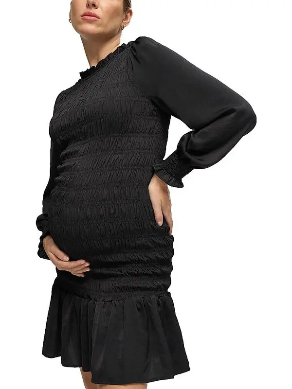 INGRID & ISABEL Smocked Maternity Dress - Black