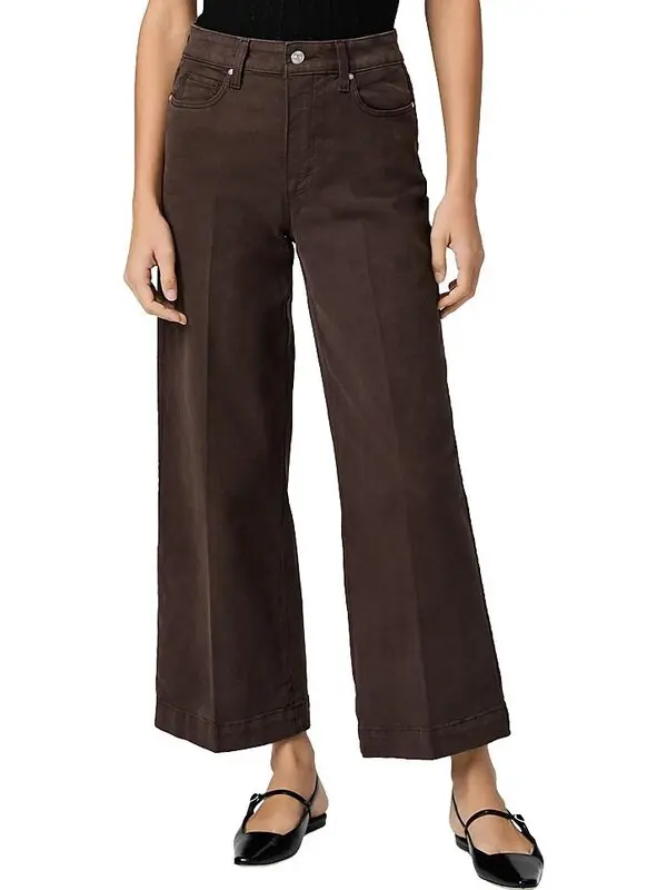 Paige Anessa Cropped Wide Leg Jeans - Rich Chocolate
