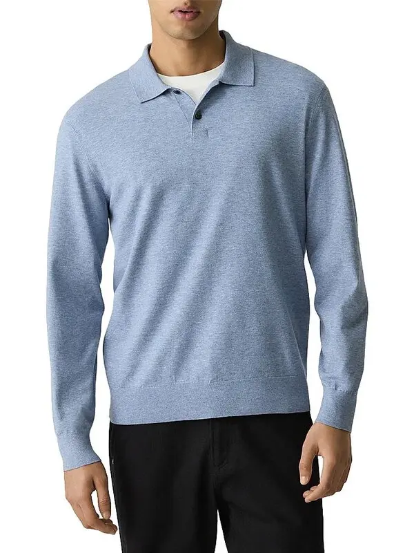 Theory Goris Collared Sweater - Light Blue Lake Melange