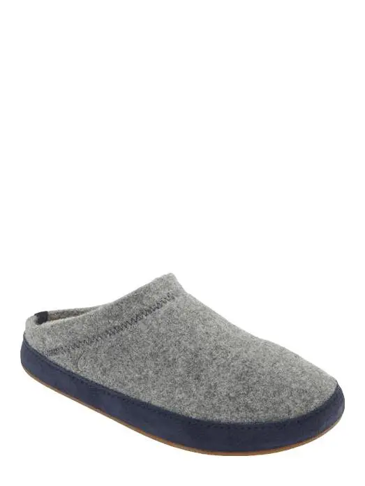 Olukai Hāmani Hulu Shearling Lined Mule Slipper - Graphite / Trench Blue