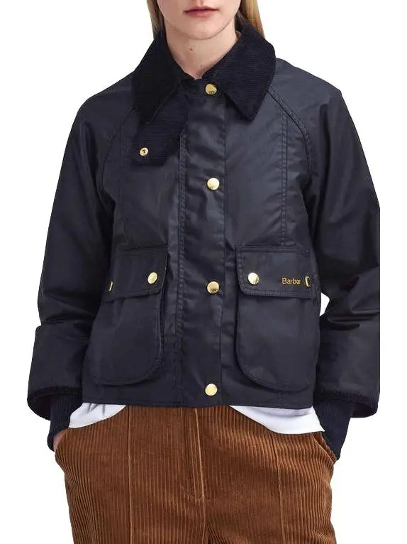 Barbour Beadnell Crop Waxed Cotton Jacket - Black/classic