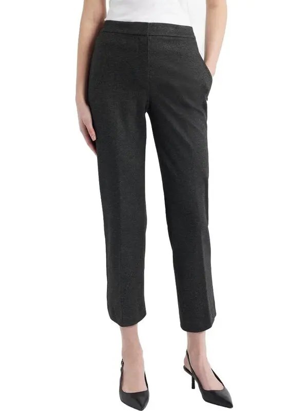 Theory Herringbone Kick Flare Ankle Trousers - Charcoal Melange