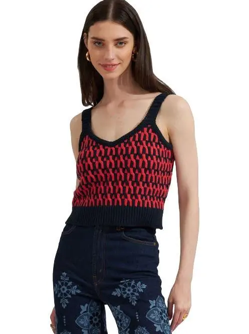 La DoubleJ Winset Cropped Knit Top - Navy