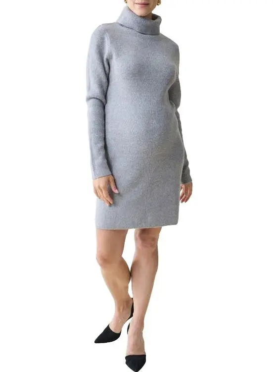 INGRID & ISABEL® Maternity Turtleneck Long Sleeve Sweater Dress - Gray