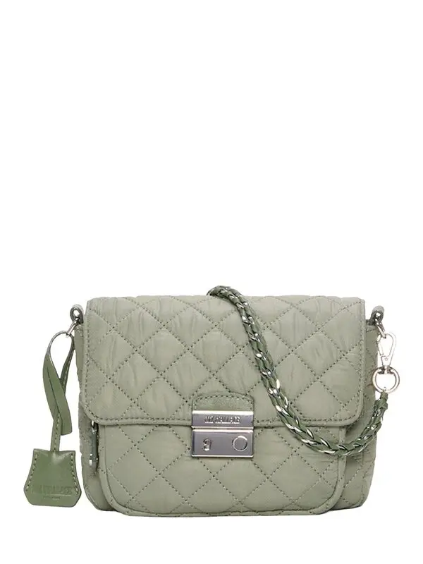 Mz Wallace Small Crosby Lock Quilted Nylon Crossbody Bag - Agave Green
