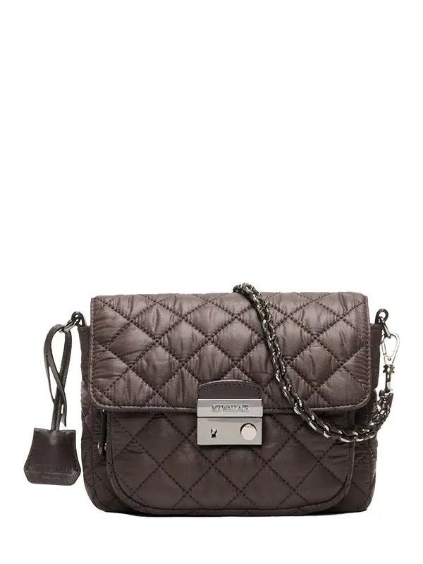 Mz Wallace Small Crosby Lock Quilted Nylon Crossbody Bag - Espresso