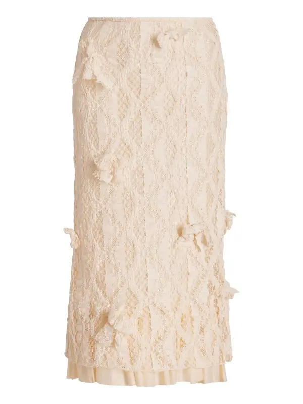 MERUERT TOLEGEN Lace Pencil Skirt - Ivory