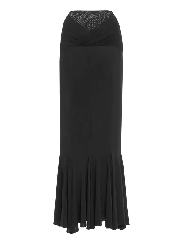 NENSI DOJAKA V-waist Flared Midi Skirt - Black