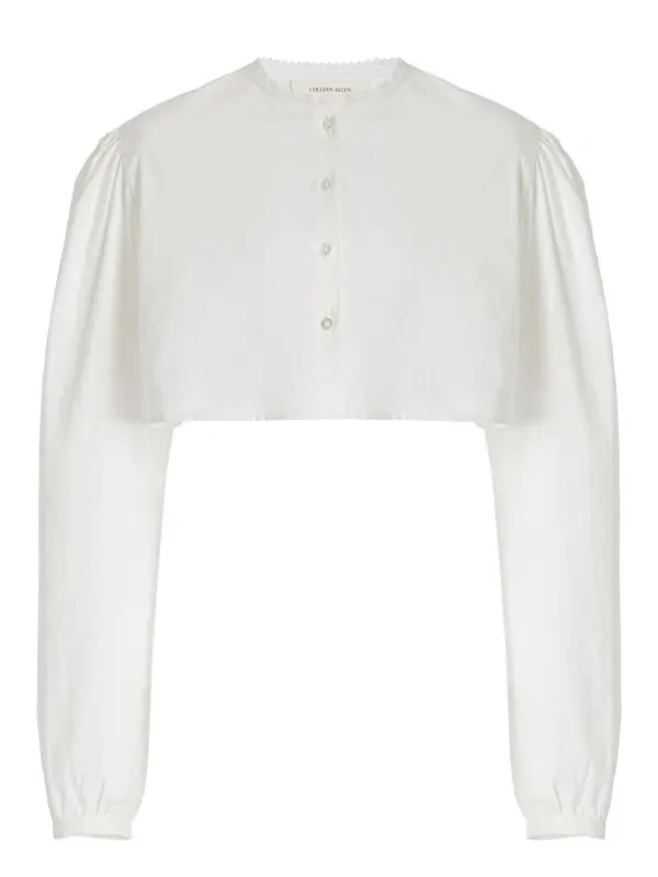 COLLEEN ALLEN Cotton-poplin Cropped Top - White
