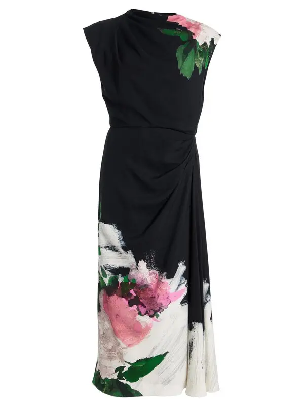 Erdem Printed Satin Midi Dress - Multi