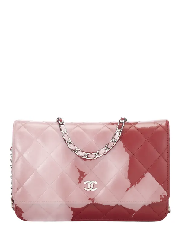 Chanel Quilted Lambskin Wallet On Chain - Red
