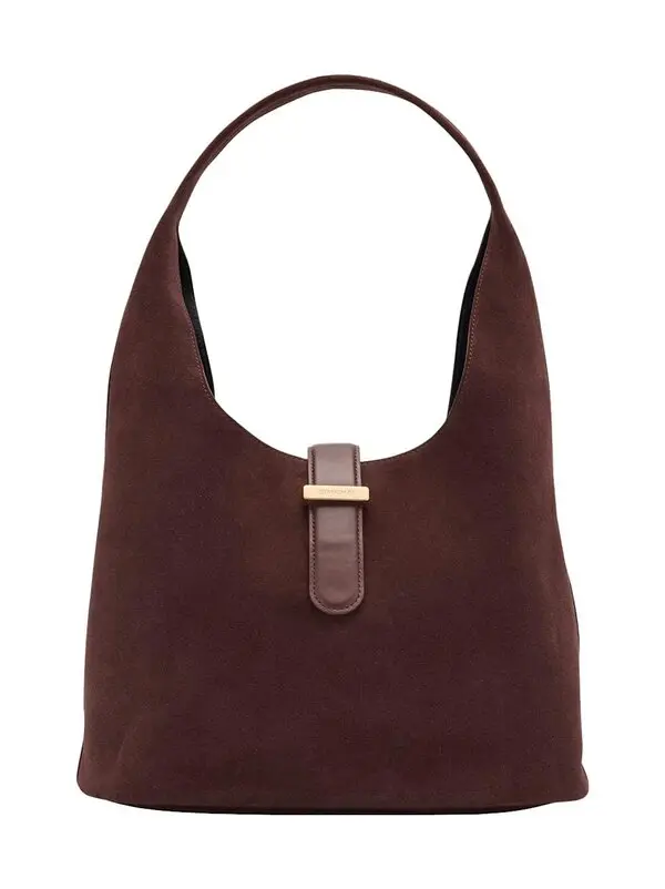 Simkhai Khai Buckle Suede Hobo Bag - Cacao