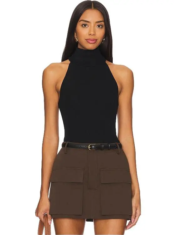 Enza Costa Knit Halter Turtleneck - Black