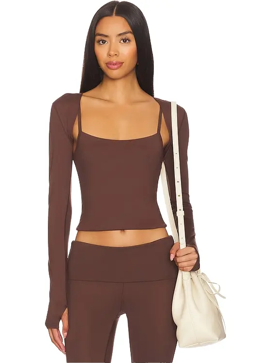 WELLBEING + BEINGWELL Loungewell Light Tate Shrug - Espresso Brown