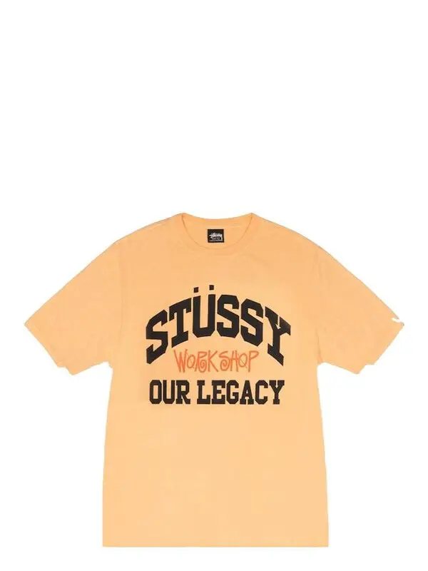 StÜssy X Our Legacy Work Shop Collegiate Pigment Dyed Tee Shirt - Peach