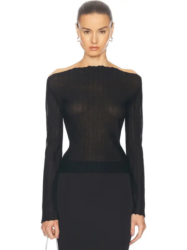 L'academie By Marianna Blake Knit Top - Black