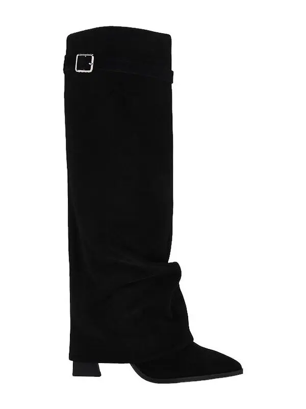 Free People Felicity Foldover Suede Boots - Black