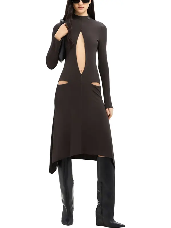 COURREGES Volcano Jersey Midi Dress - Brown