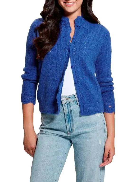 Guess Macie Pointelle Cardigan - Surfing Blue