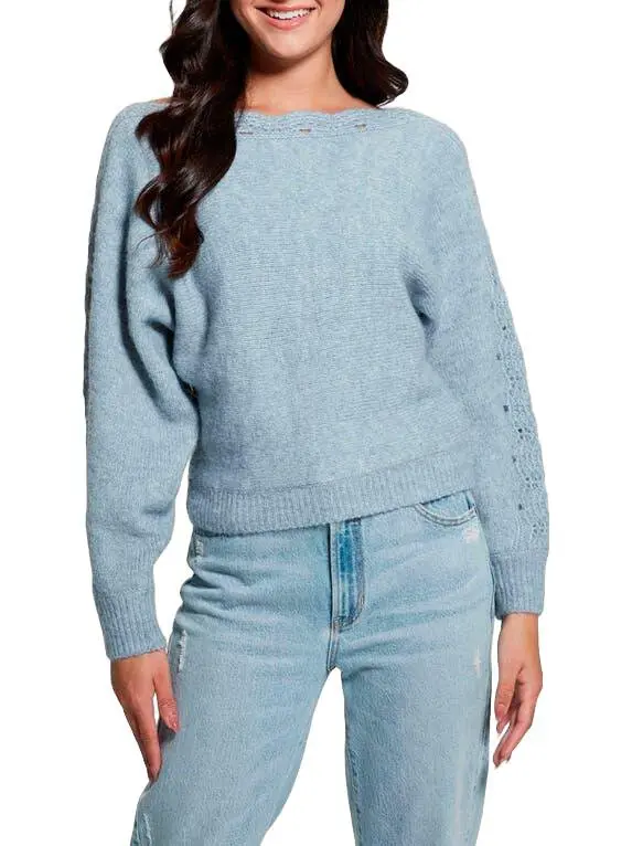 Guess Malorie Pointelle Dolman Sleeve Sweater - Blue Ribbon