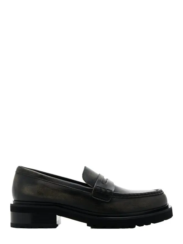 GOLDEN GOOSE Distressed Leather Loafers - Black