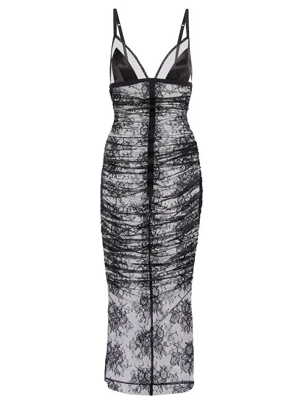 Dolce & Gabbana Lace Slip Midi Dress - Black
