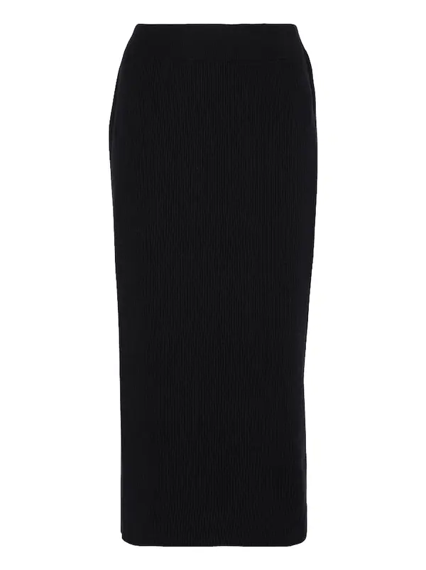 Brunello Cucinelli Wool, Cashmere And Silk Midi Skirt - Black