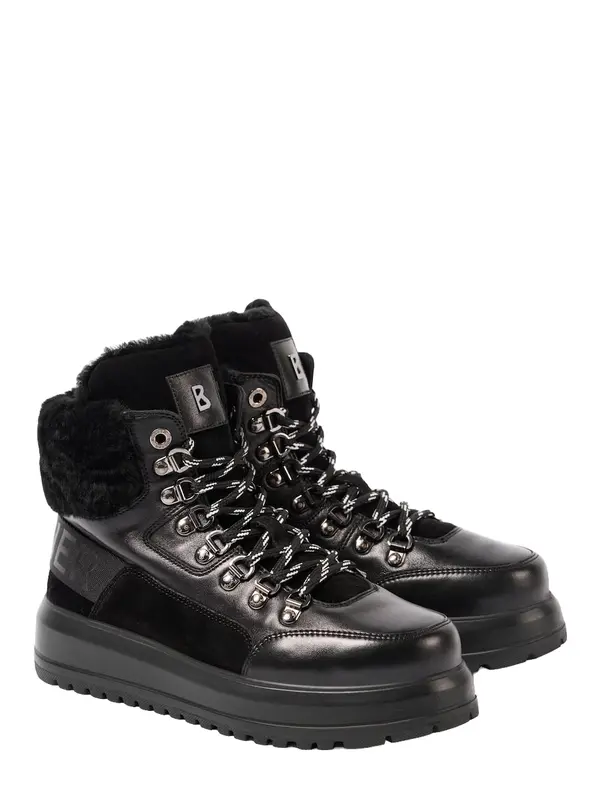 Bogner Shearling-trimmed Leather Boots - Black