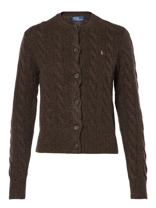 Polo Ralph Lauren Cable-knit Wool-cashmere Cardigan - Brown