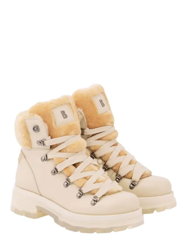 Bogner - Shearling-trimmed Leather Ankle Boots