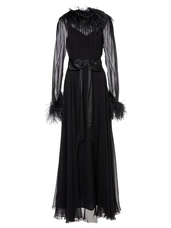 Dolce & Gabbana Feather-trimmed Gown - Black