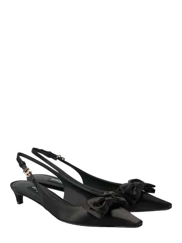 Dolce & Gabbana Bow-detail Satin Slingback Pumps - Black