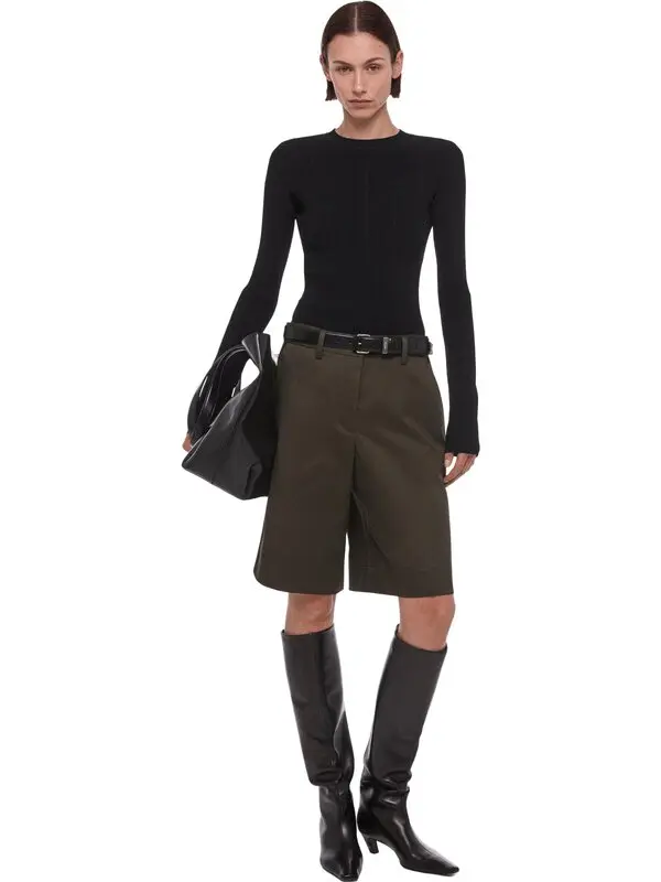 Helmut Lang Utility Shorts In Cotton Chino Twill - Dark Moss